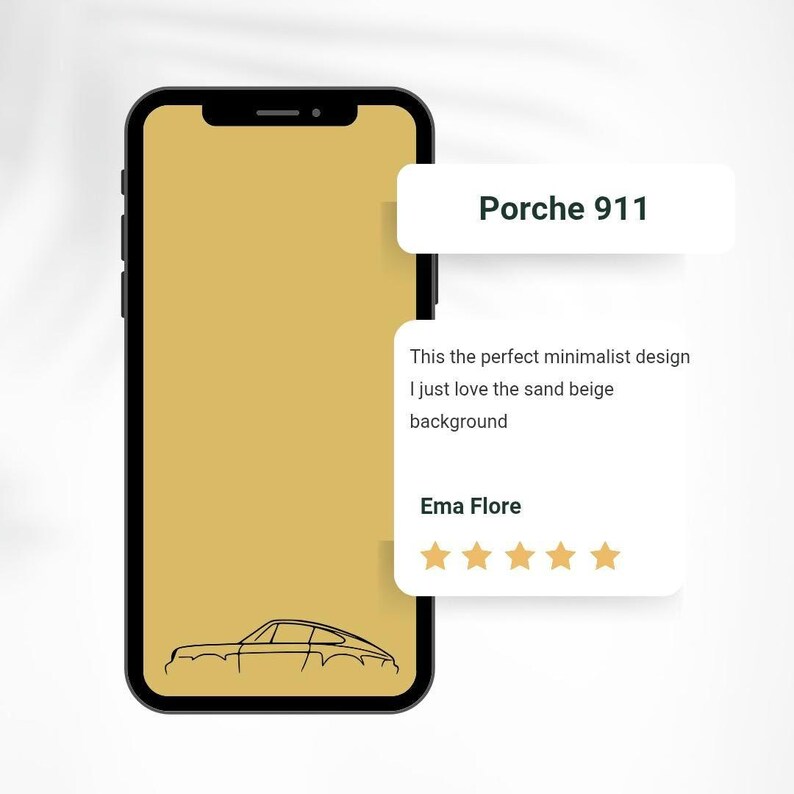 Minimalist Subtitle Design Porsche 911 Phone Wallpaper Bundle, Line Art ...