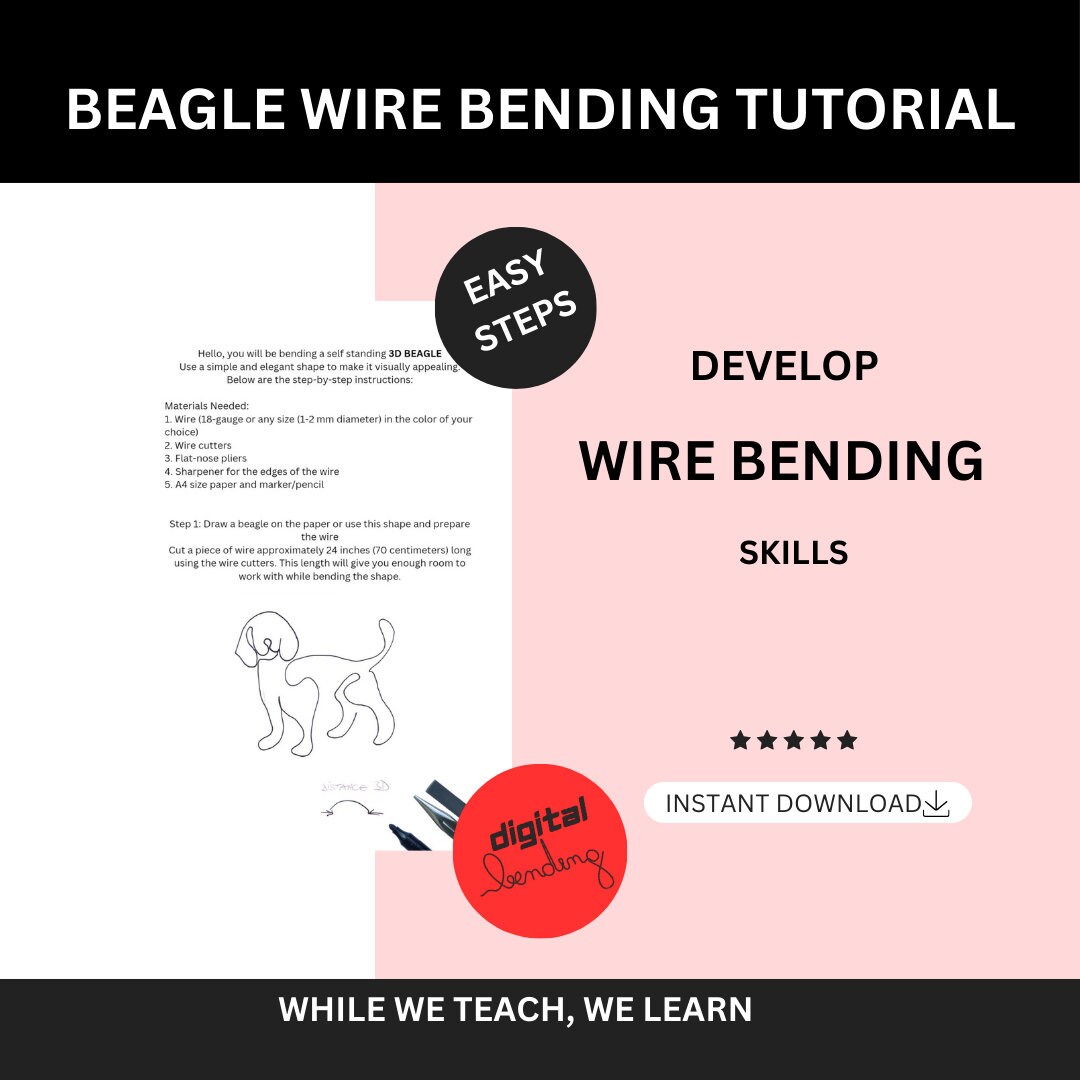 Beagle Wire Craft Tutorial Only Digital Download, DIY Easy Wire Bending Course, Printable ...
