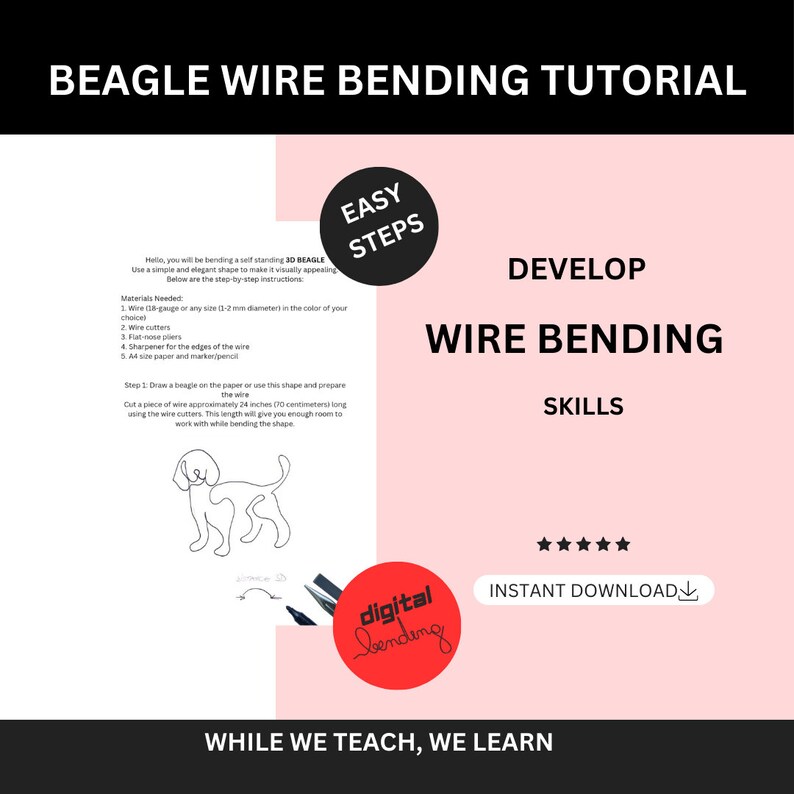 Beagle Wire Craft Tutorial Only Digital Download, DIY Easy Wire Bending Course, Printable ...