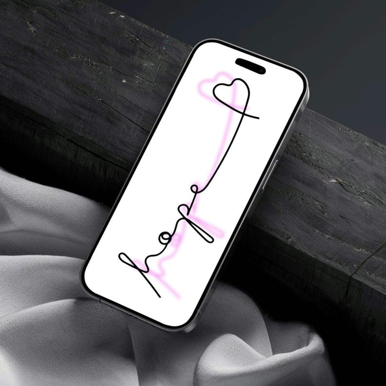 Hope Script Heart Minimalist Inspirational Phone Wallpaper, Digital ...