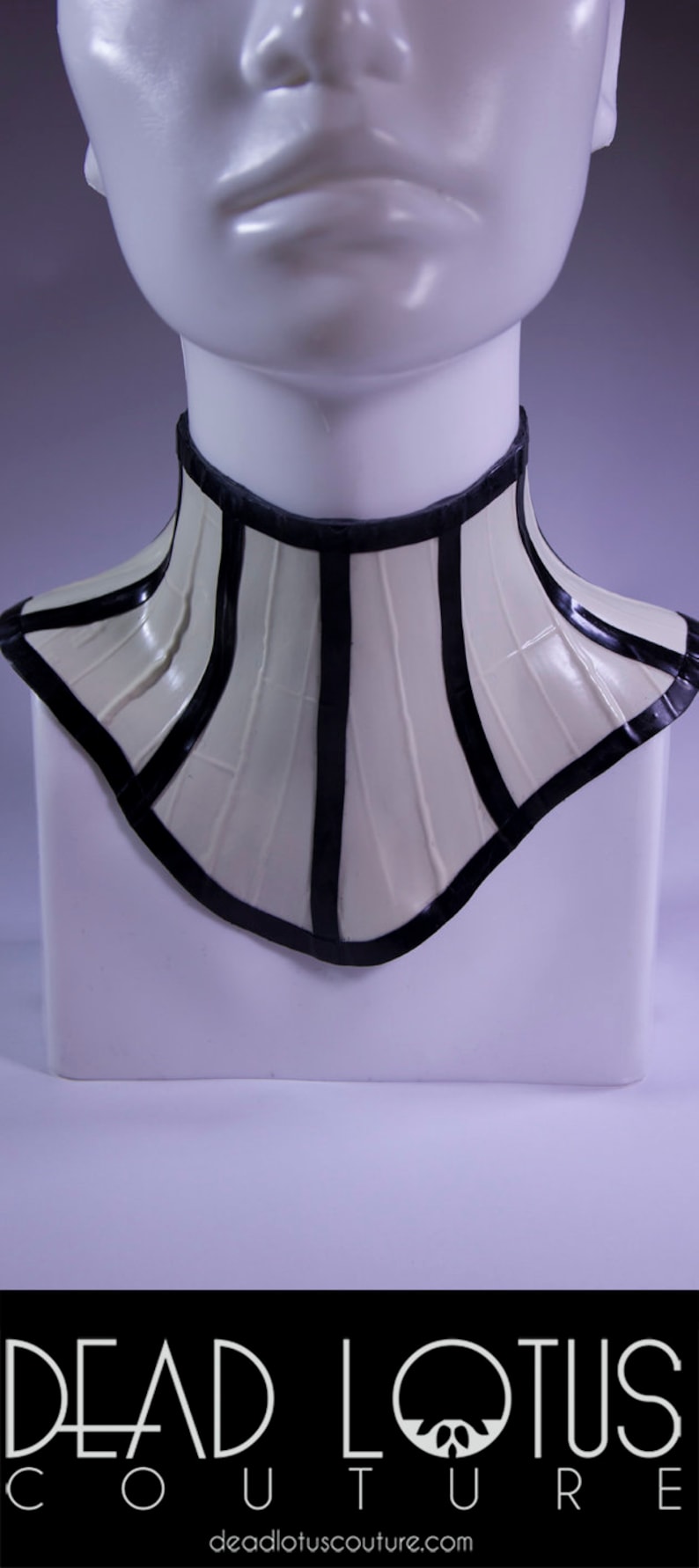 KEA Neck Corset– White With Black Trim Latex Rubber Thick Neck Corset ...