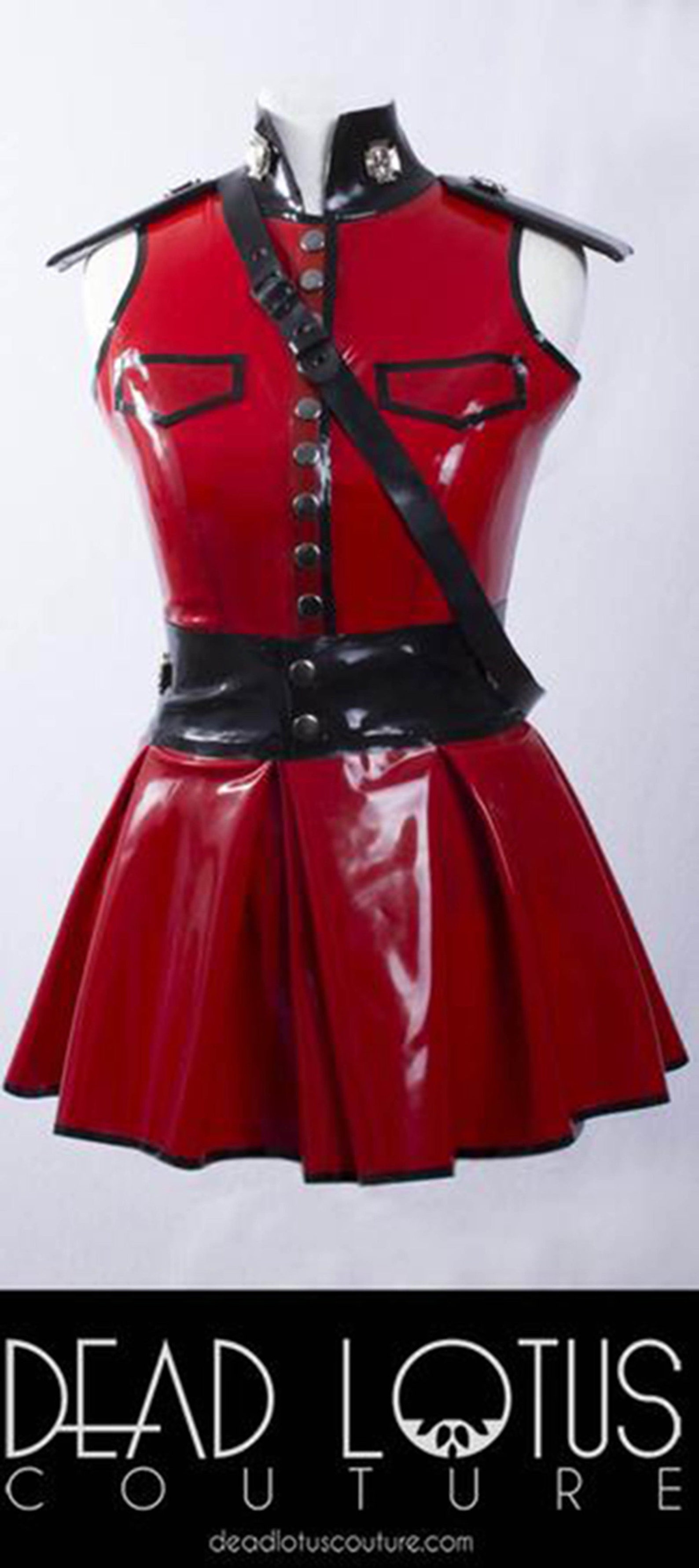 KAY Military Kilt Mini Skirt Red Latex Pleated Skirt With - Etsy