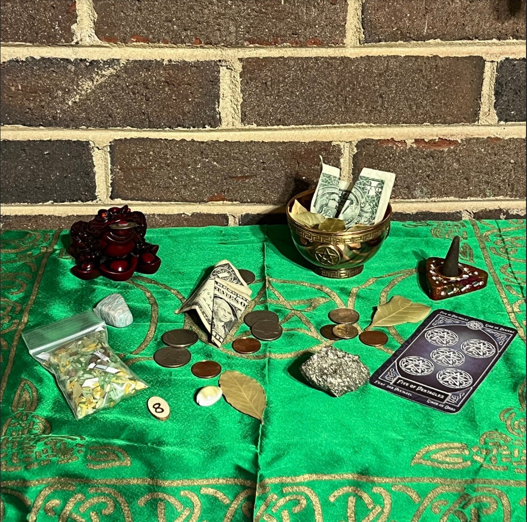 Money Altar Money Toad Copper Offering Bowl Satin Altar Cloth Money ...