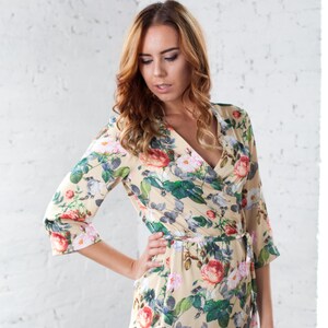 Floral Satin Robe Floral Robe Satin Kimono Robe Wedding - Etsy