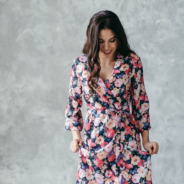 Floral Satin Robe - Etsy