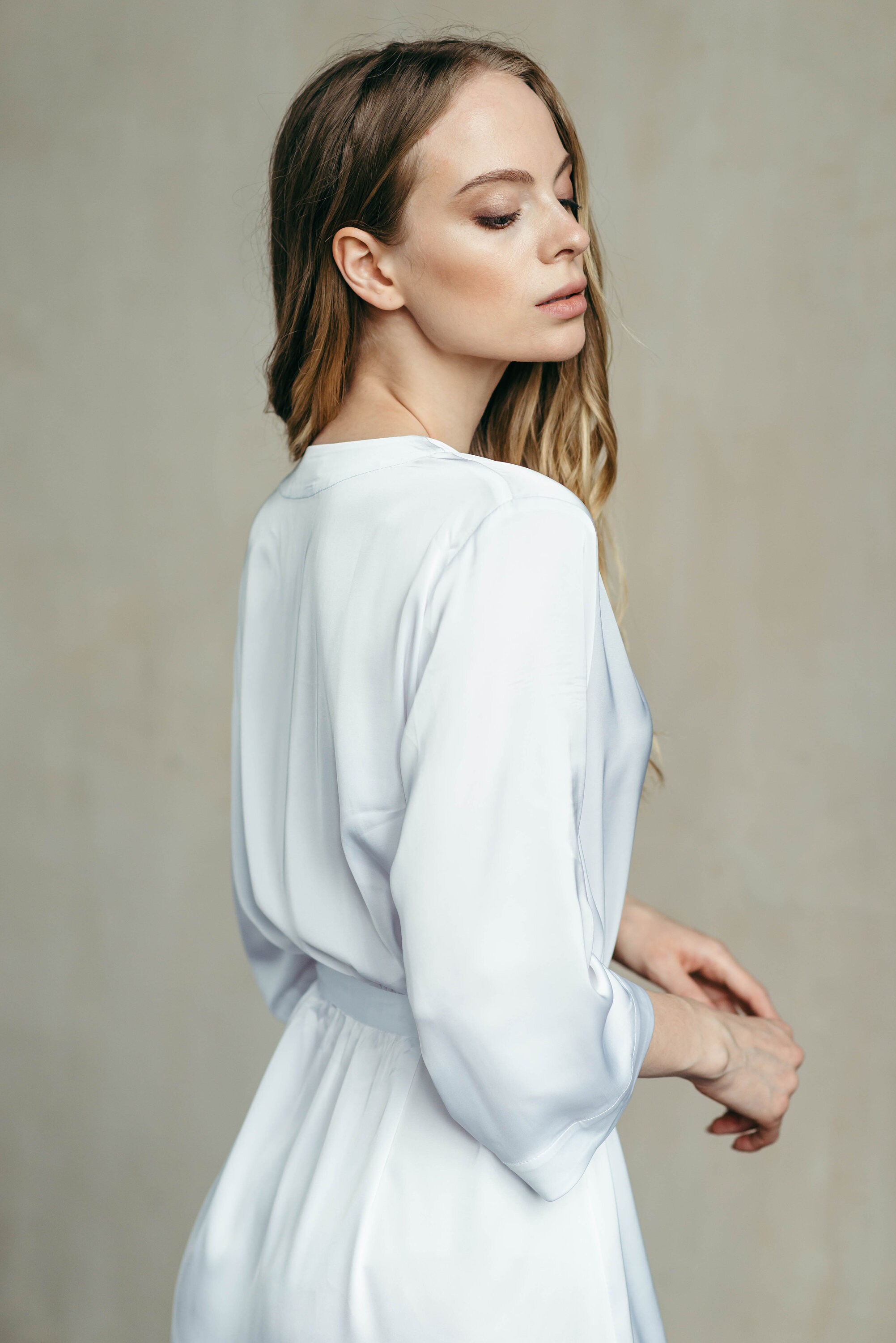 Long White Robe - Long Bridal Robe - White Robe Bride - White Satin ...