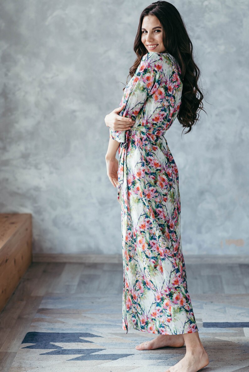 Wedding Robe Floral Bridal Robe Floral Bridesmaid Robes | Etsy