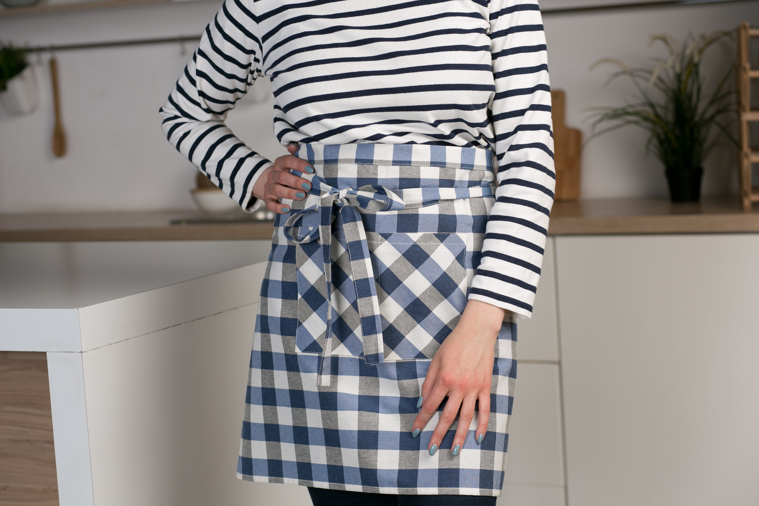 Half Apron with Pockets Waist Apron with Pockets Waitress | Etsy