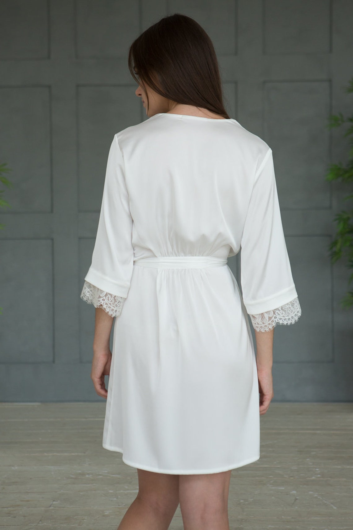 Ivory Satin Robes White Bridal Lace Robe Cream Bridesmaid | Etsy