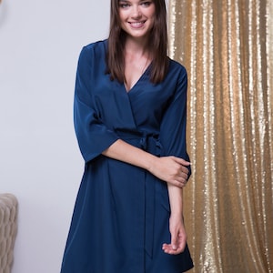 Navy Satin Robes - Blue Bridesmaid Robes - Bridal Party Robes - Navy ...
