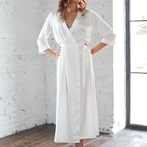 Long White Robe - Long Bridal Robe - White Robe Bride - White Satin ...