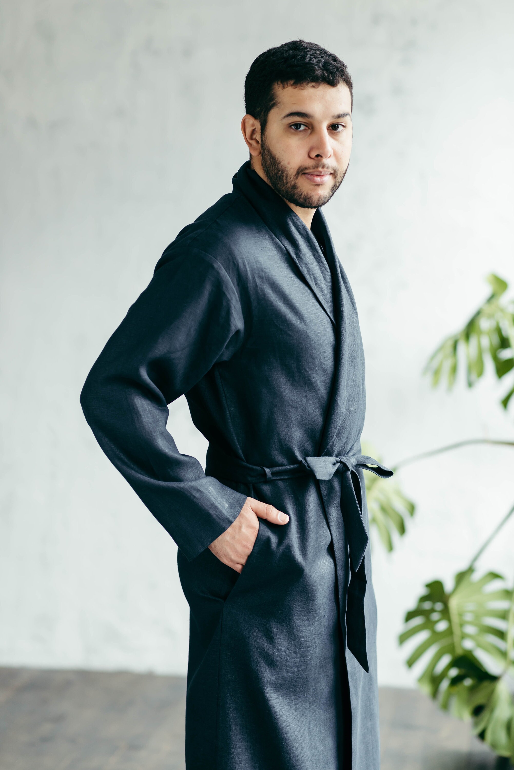 Mens Robe Linen Robe Womens Robe Dressing Gown Bathrobe | Etsy