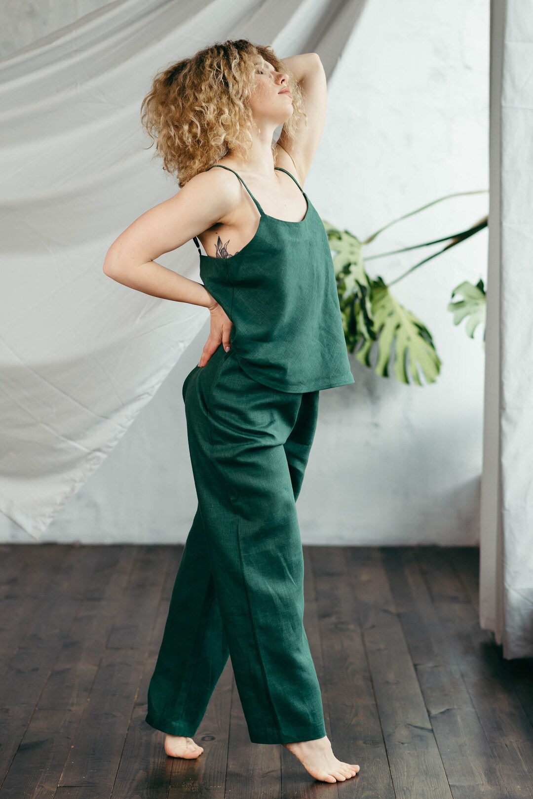 Linen Pajamas - Pyjama Set - Pyjama for Women - Linen Bottoms - Loose ...