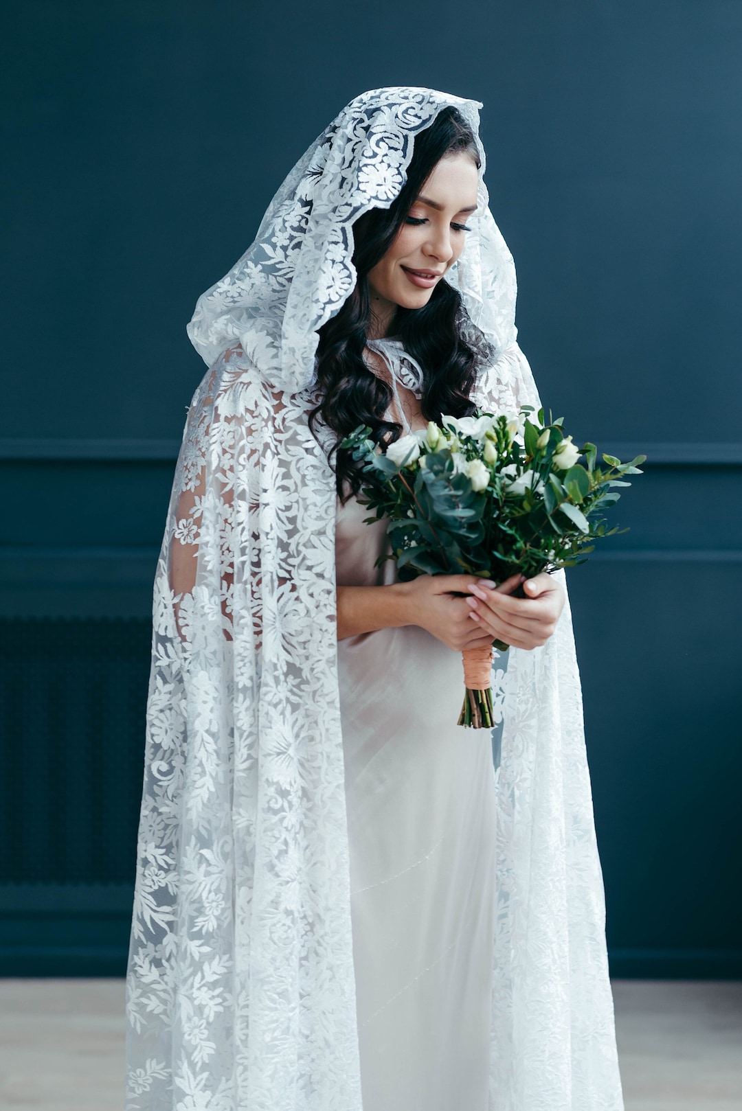 Lace Cape Lace Cloak Blush Veil Black Cape Hooded Cape - Etsy