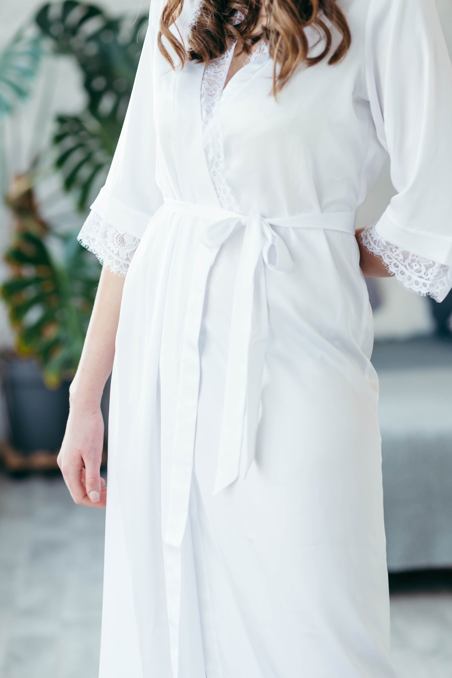 Long White Robe - Long Bridal Robe - White Robe Bride - White Satin ...