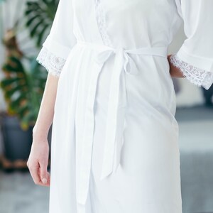 Long White Robe - Long Bridal Robe - White Robe Bride - White Satin ...