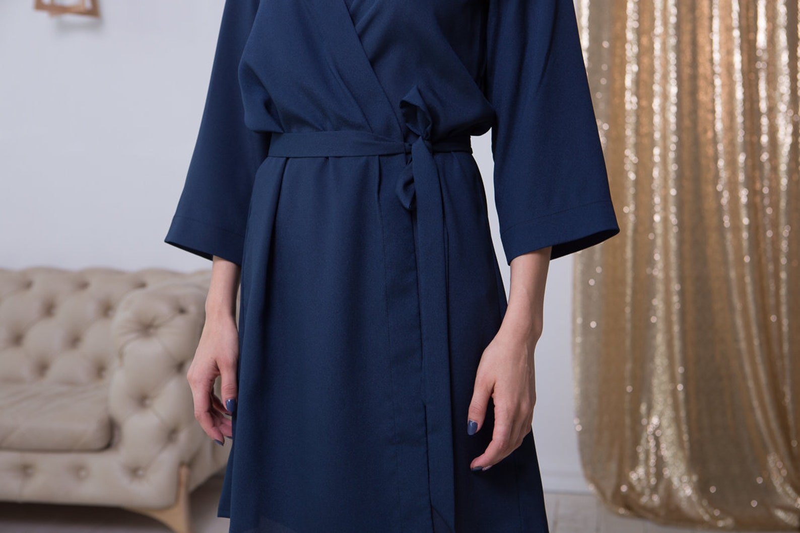 Navy Satin Robes - Blue Bridesmaid Robes - Bridal Party Robes - Navy ...
