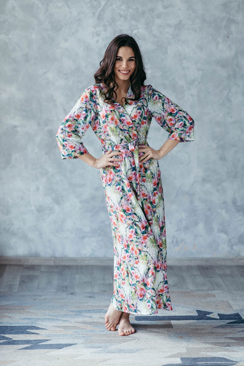 Wedding Robe Floral Bridal Robe Floral Bridesmaid Robes | Etsy