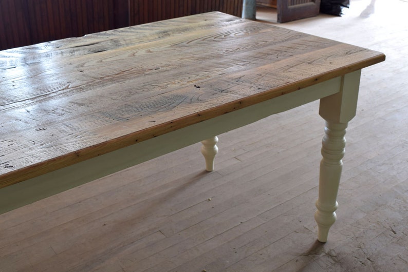 Reclaimed Chestnut Wood Farm Dining Harvest Table White Chalk | Etsy