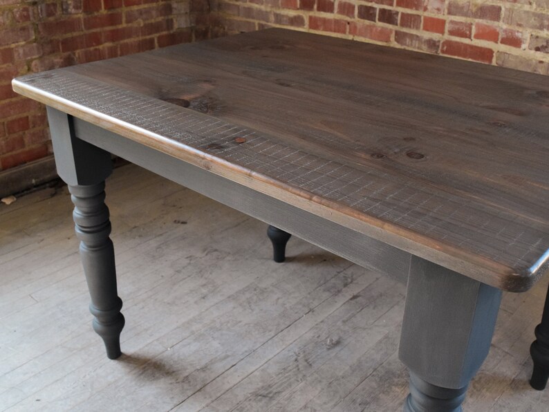 Gray Wash Pine Wood Dining Table Grey Farm | Etsy