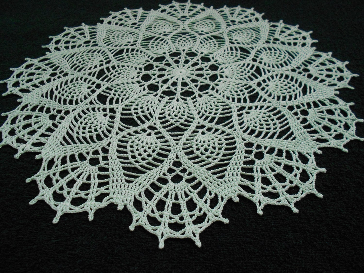 Handmade Crochet Cotton Doily With "pineapple" and Spiderweb Shapes ...