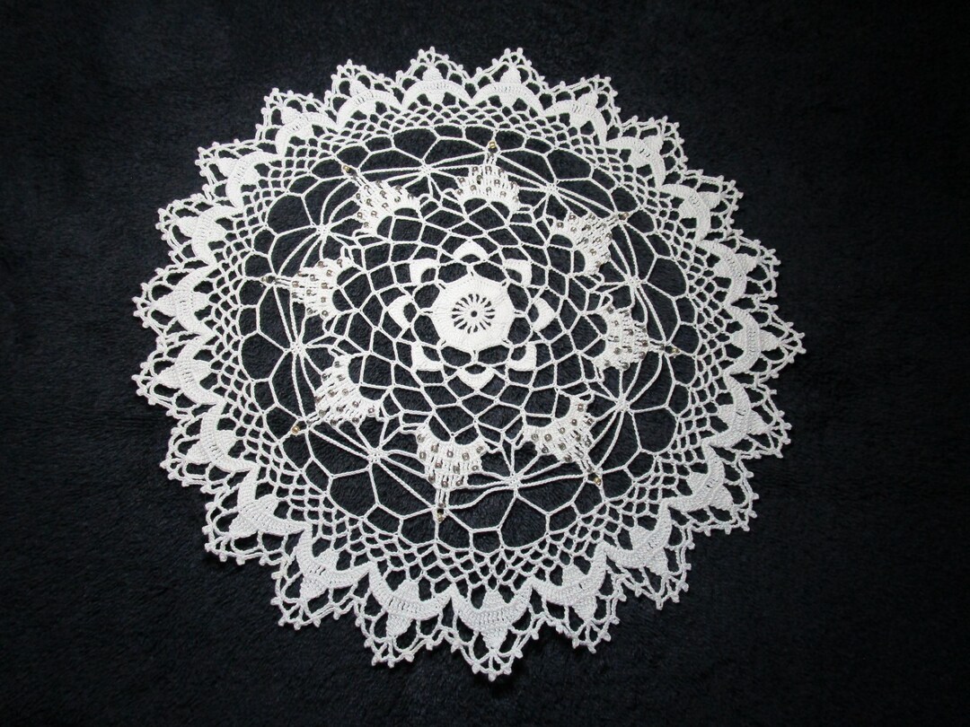 Handmade Crochet Cotton Doily With Doves White Color 15 1/4'' - Etsy