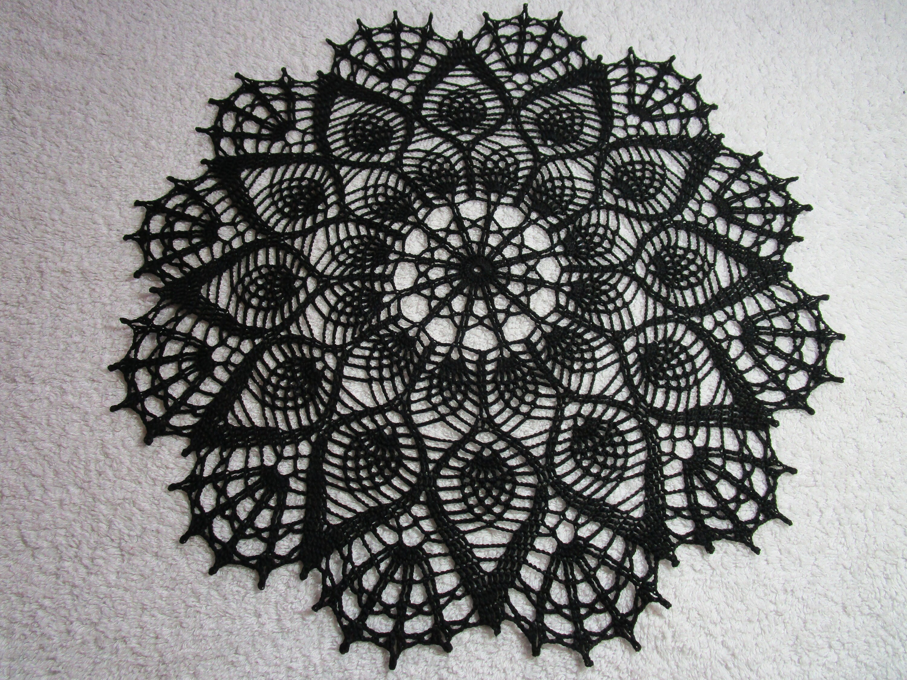 Handmade Crochet Cotton Doily With "pineapple" and Spiderweb Shapes ...