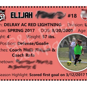 Personalized Custom Sports Trading Cards, Printable Digital Version - Etsy