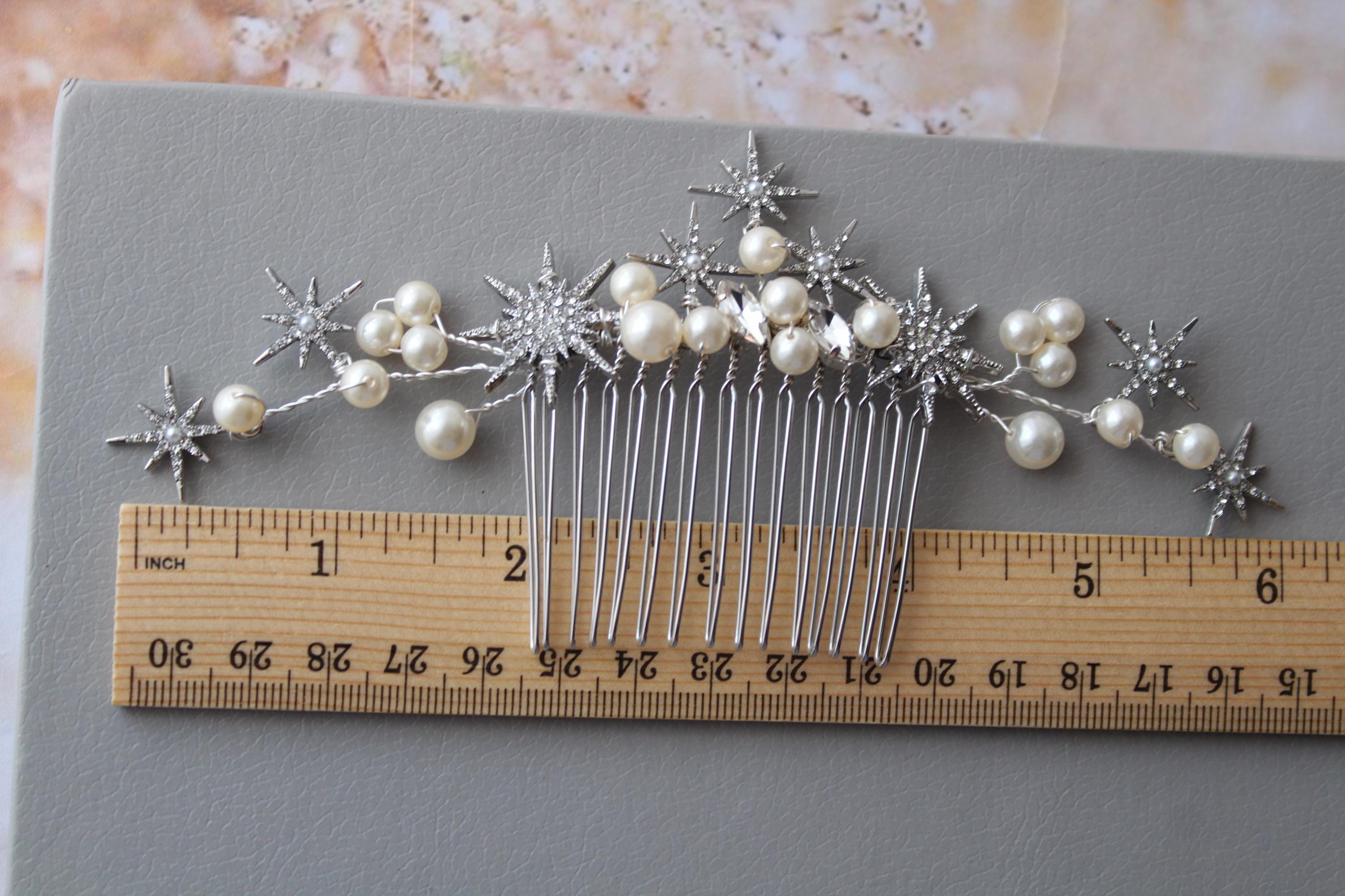 KATRINA // Silver Star Bridal Hair Comb Bridal Hair Vine Wedding Hair ...