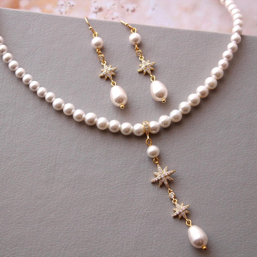 ORA // Gold Celestial Star Bridal Jewellery Set Star Necklace and ...