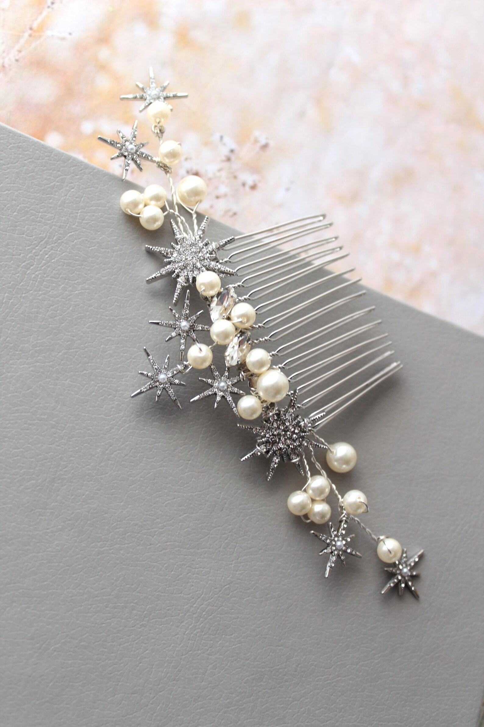 KATRINA // Silver Star Bridal Hair Comb Bridal Hair Vine Wedding Hair ...