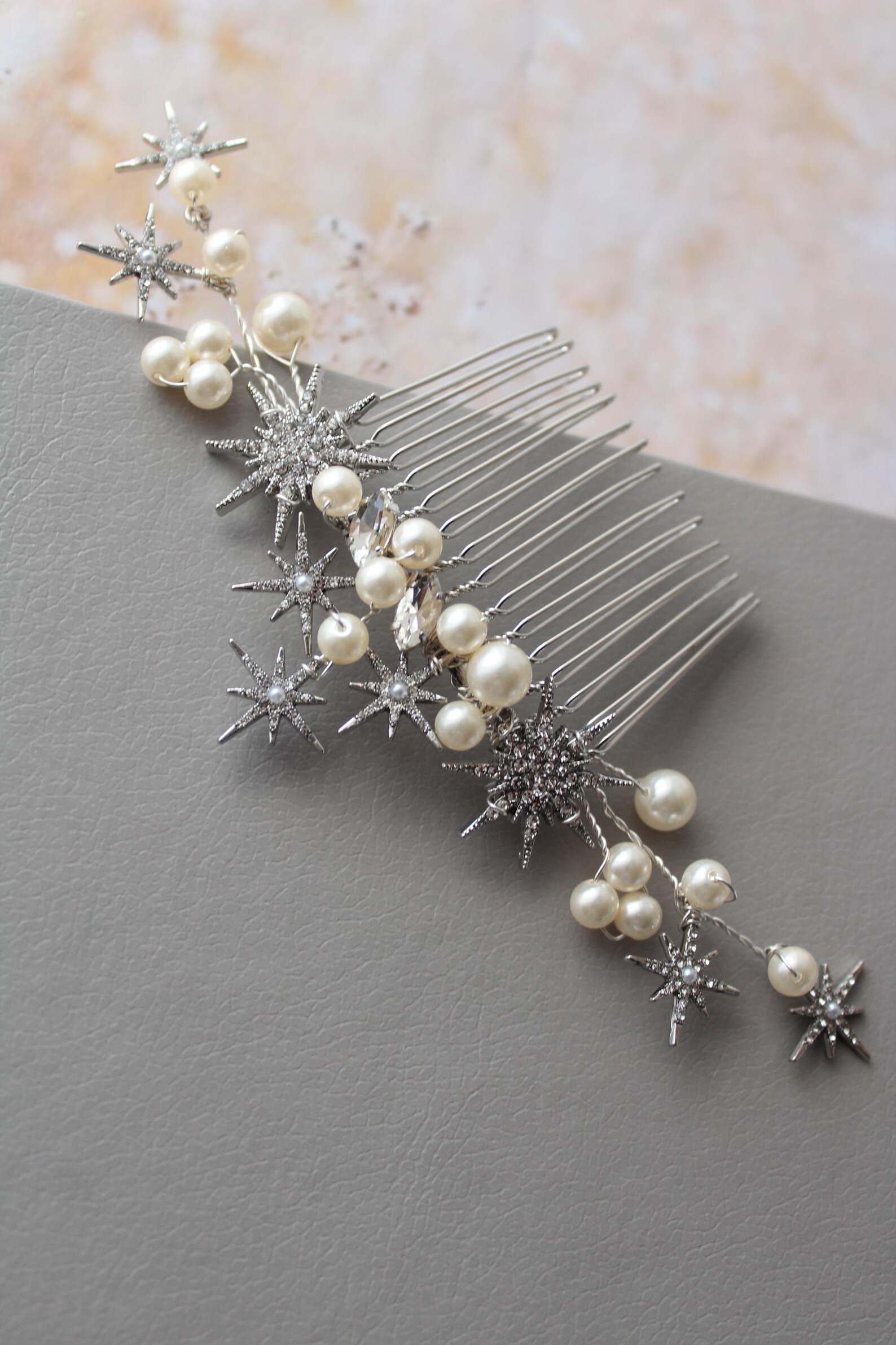 KATRINA // Silver Star Bridal Hair Comb Bridal Hair Vine Wedding Hair ...