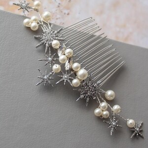 KATRINA // Silver Star Bridal Hair Comb Bridal Hair Vine Wedding Hair ...
