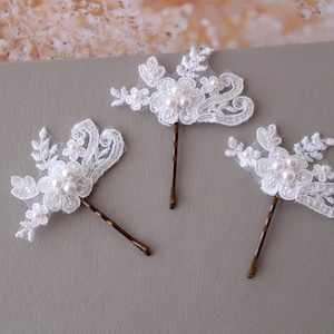 MELISSA // Ivory or White Lace Hair Pins Bridal Hair Pins - Etsy