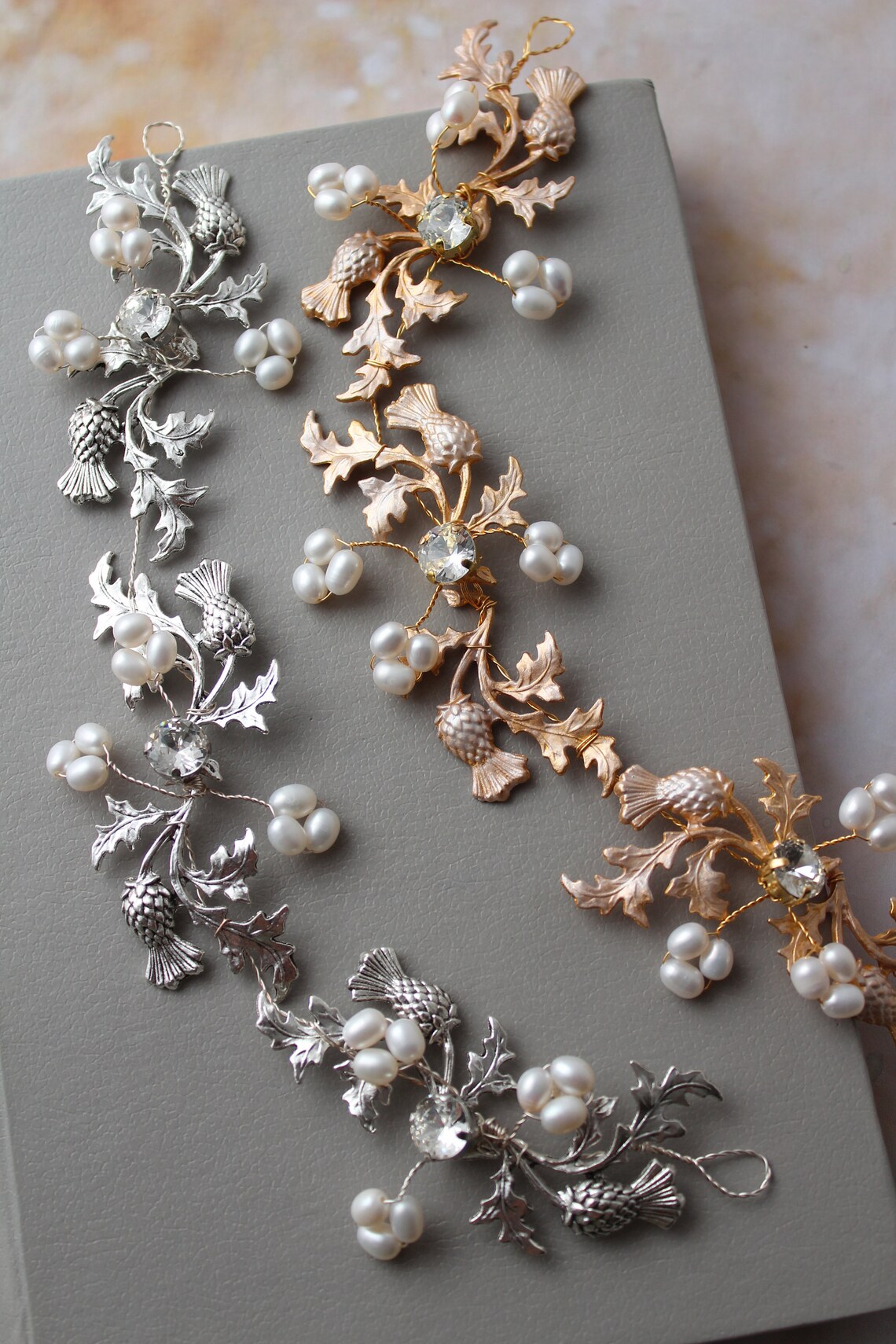 LUNA // Gold Blue Scottish Thistle Hair Pins for Bride Bridal Hair Pin ...