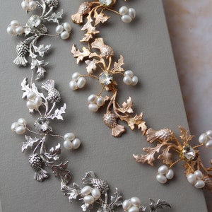 LUNA // Gold Blue Scottish Thistle Hair Pins for Bride Bridal Hair Pin ...