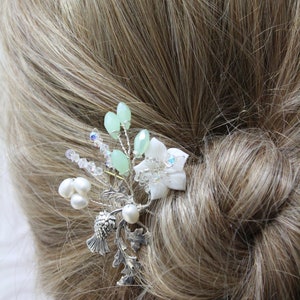 ELEANOR // Silver Green Scottish Thistle Hair Pins, Bridesmaid Hair ...