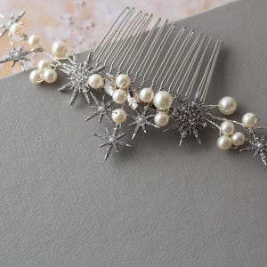 KATRINA // Silver Star Bridal Hair Comb Bridal Hair Vine Wedding Hair ...