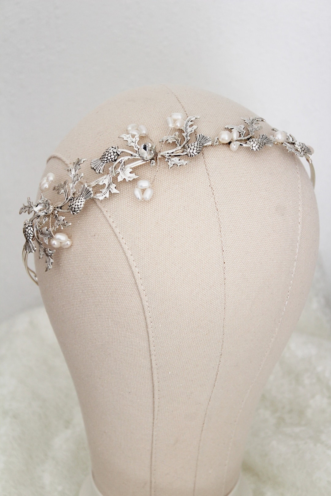 CARLY //silver Scottish Thistle Bridal Side Tiara Wedding Headband ...