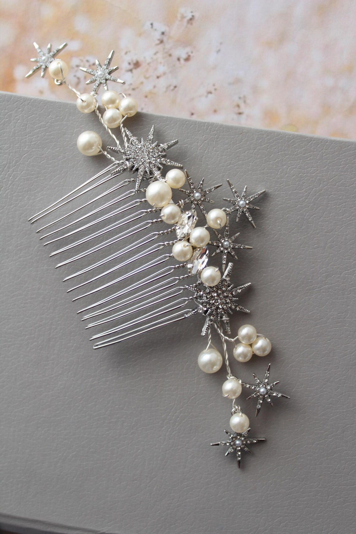 KATRINA // Silver Star Bridal Hair Comb Bridal Hair Vine Wedding Hair ...