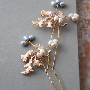 LUNA // Gold Blue Scottish Thistle Hair Pins for Bride Bridal Hair Pin ...