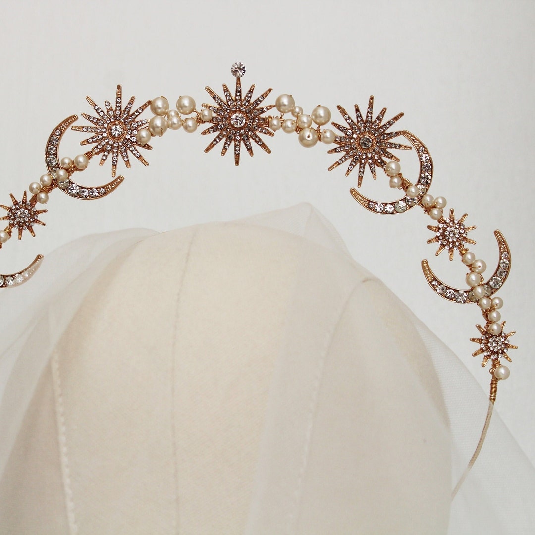 RAE // Corona de estrella dorada, tiara de halo galáctico, diadema de ...