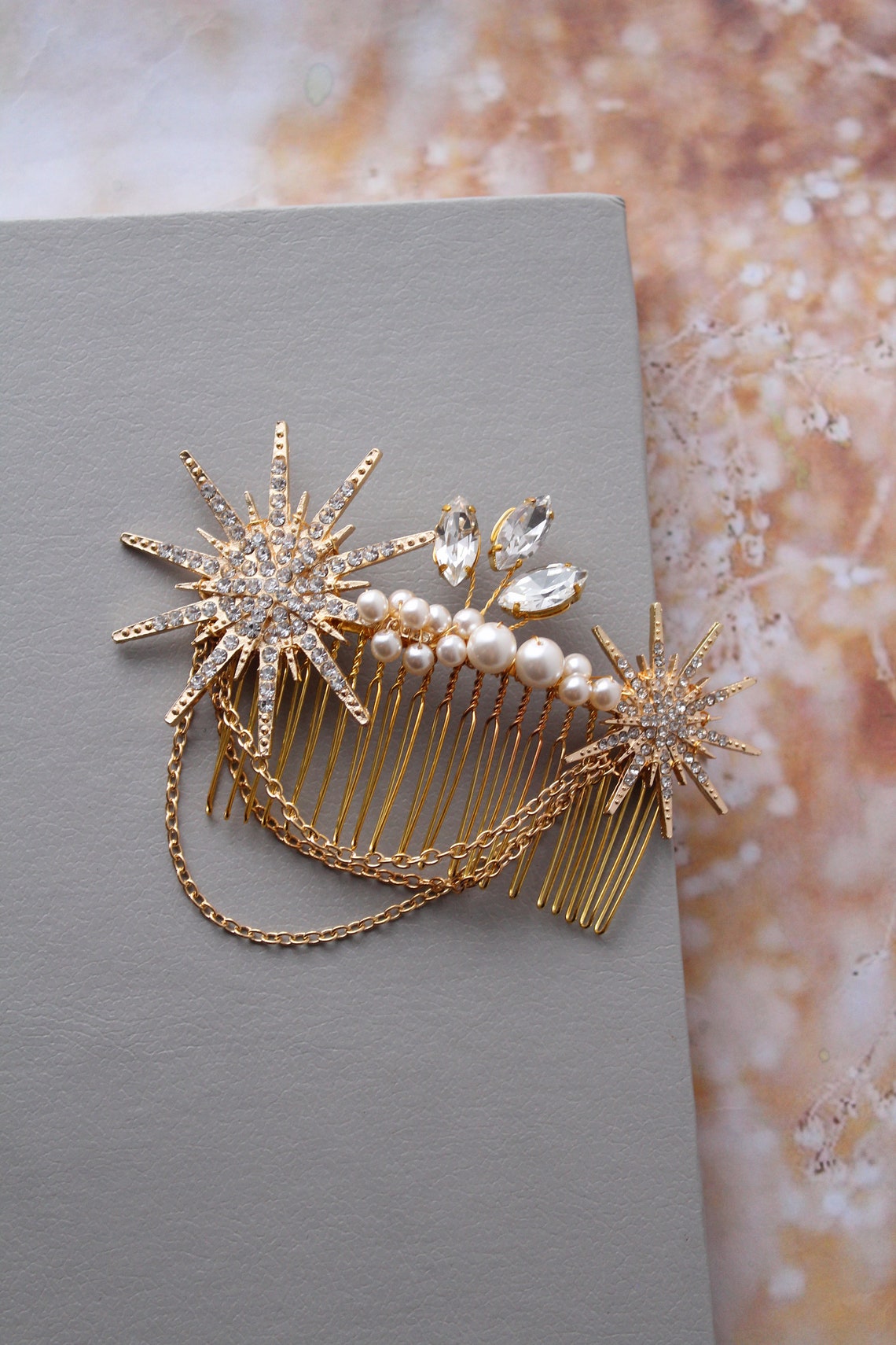 MILLIE // Gold Celestial Star Hair Comb Wedding Hair Comb - Etsy