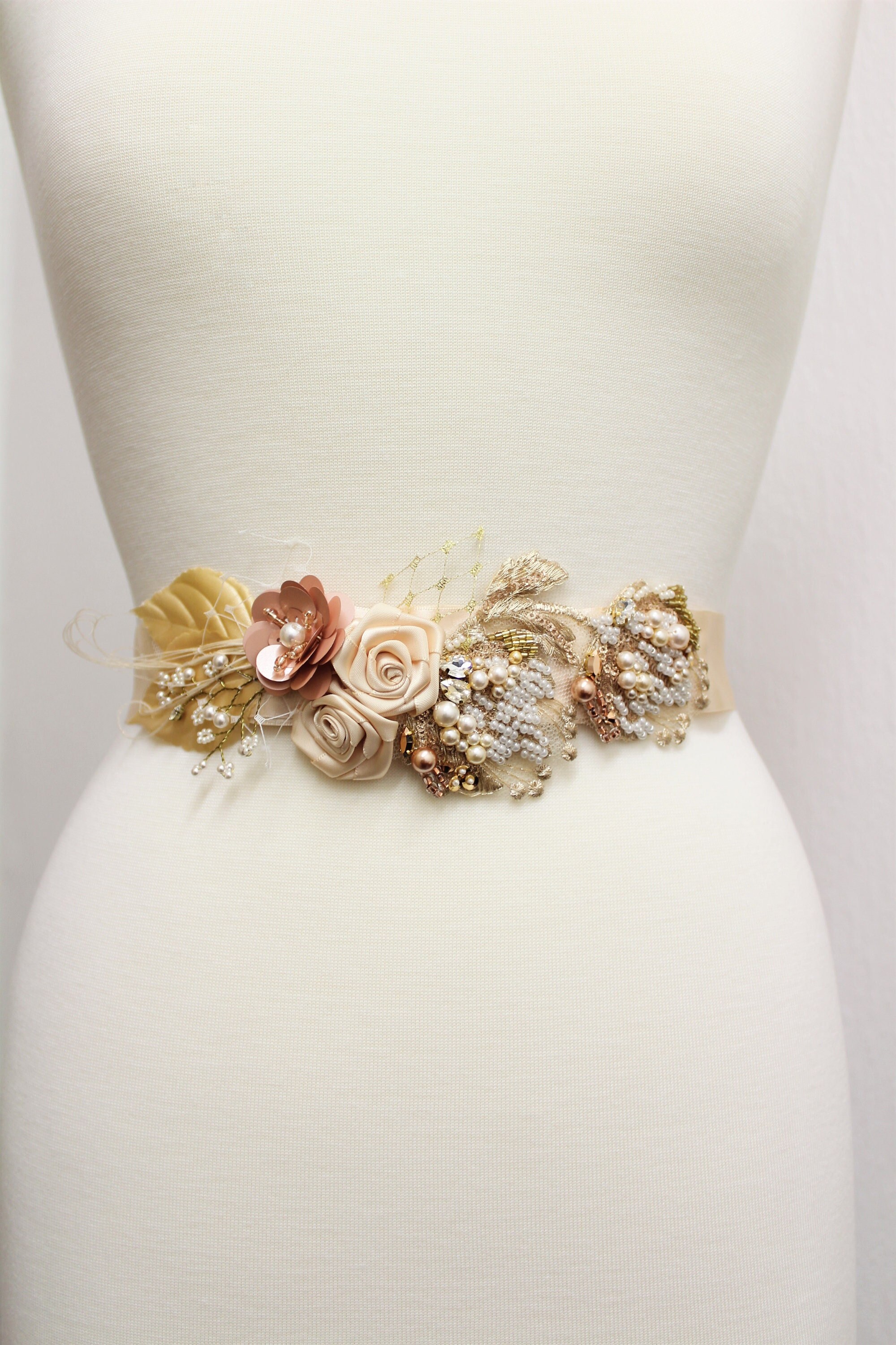 ANNA // Champagne Bridal Dress Belt Wedding Sash wedding - Etsy UK