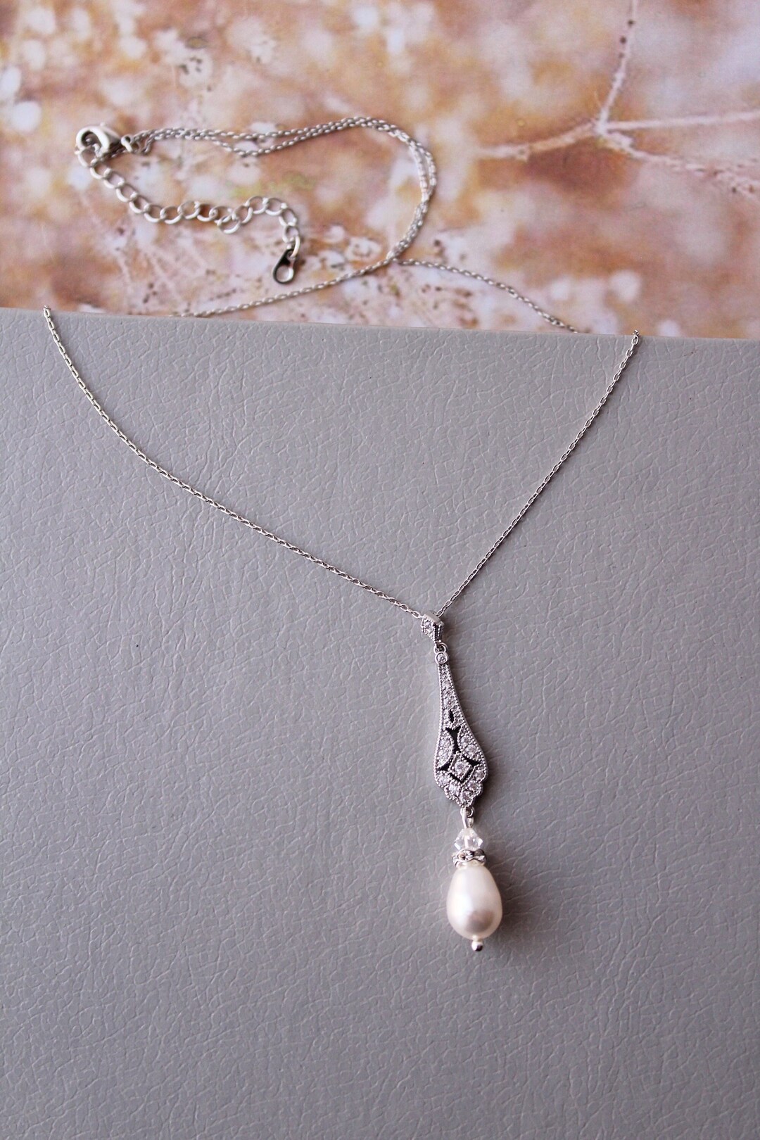 TALIA// Art Deco Necklace and Earring Set Bridal Necklace - Etsy