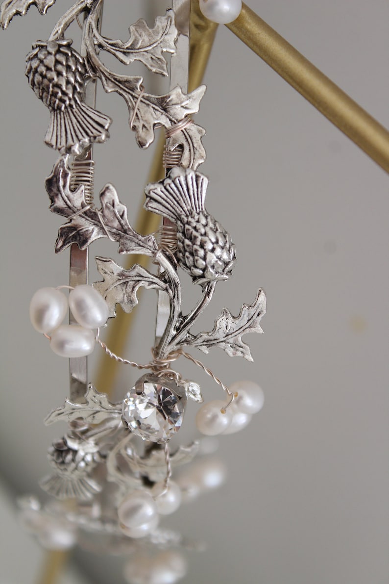 POLLY //silver Scottish Thistle Bridal Tiara Wedding Headband Bridal ...