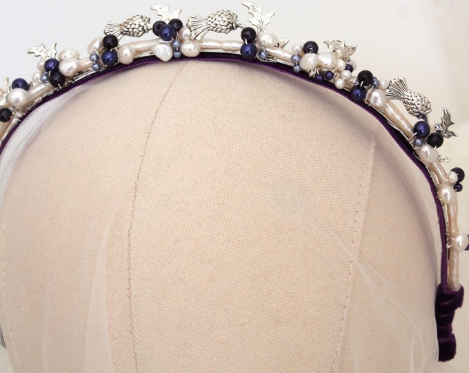 POLLY //silver Scottish Thistle Bridal Tiara Wedding Headband Bridal ...