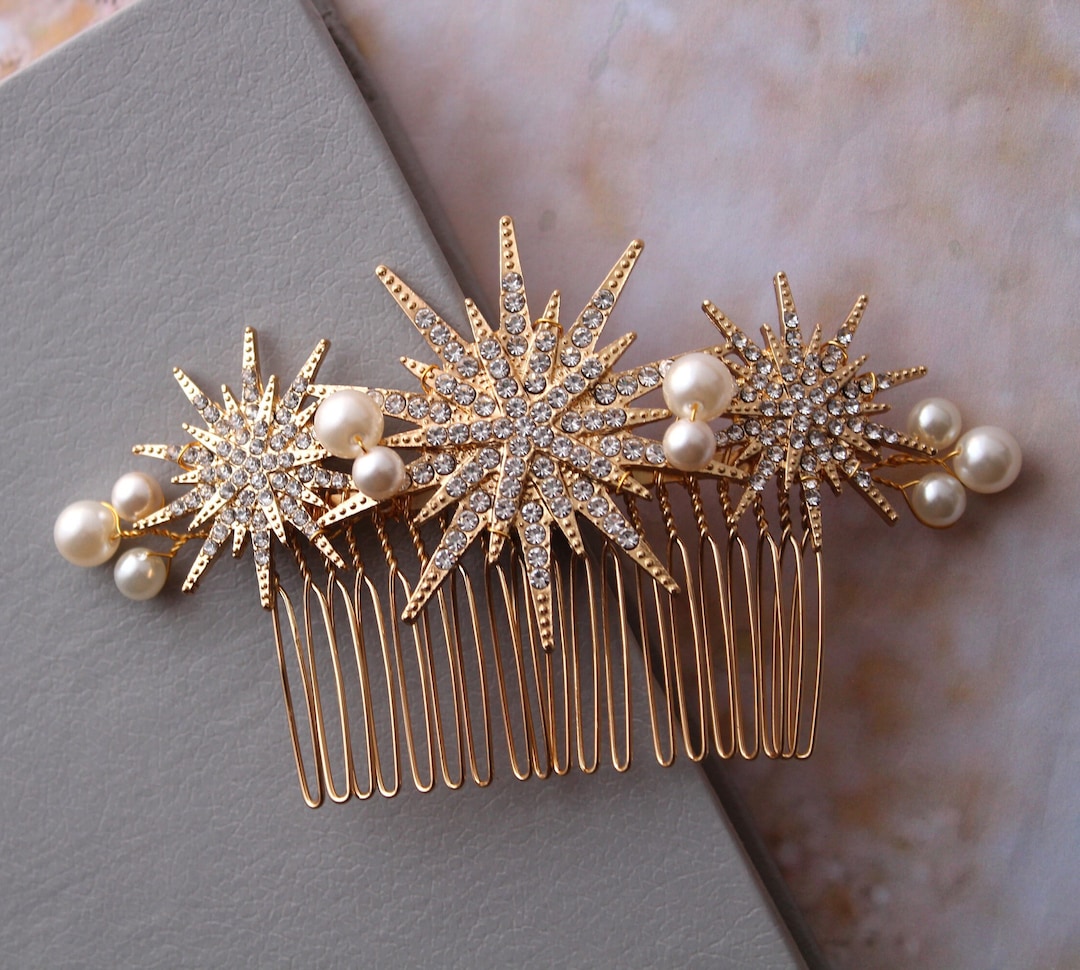 TRISHA // Gold Celestial Star Hair Comb Bridal Headpiece Wedding Hair ...