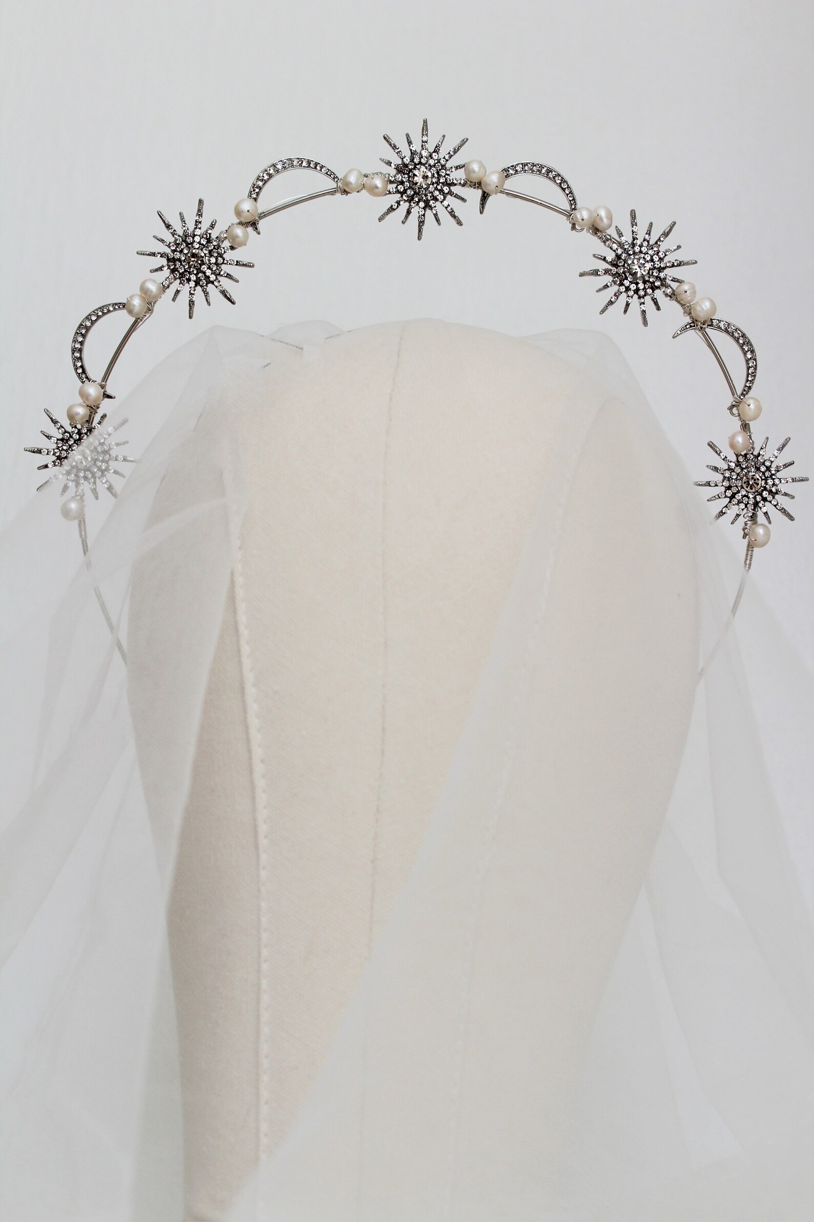 NATI // Silver Celestial Halo Crown Galaxy Halo Tiara Star Bridal Crown ...