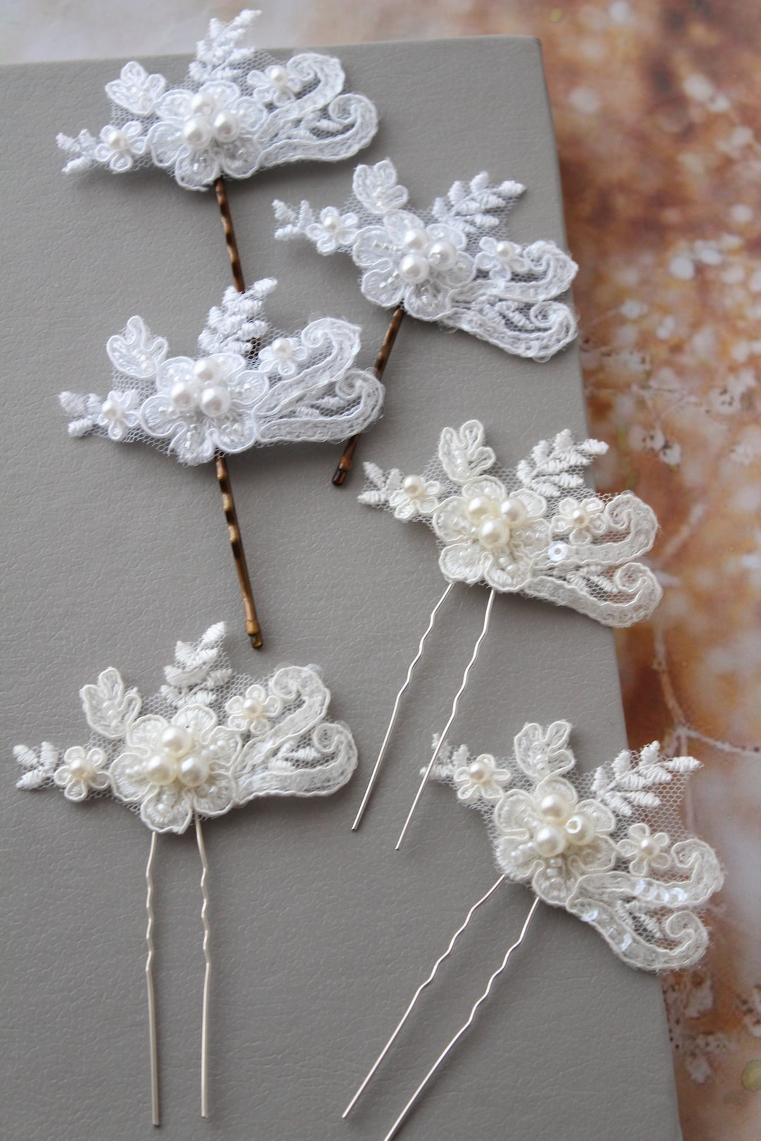 MELISSA // Ivory or White Lace Hair Pins, Bridal Hair Pins, Wedding ...